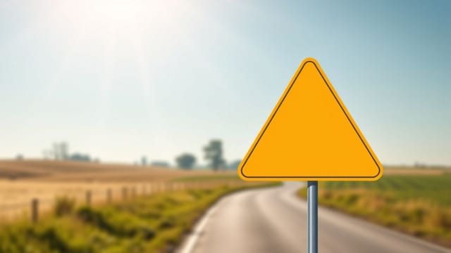 Yellow Sideways Triangle Road Sign
